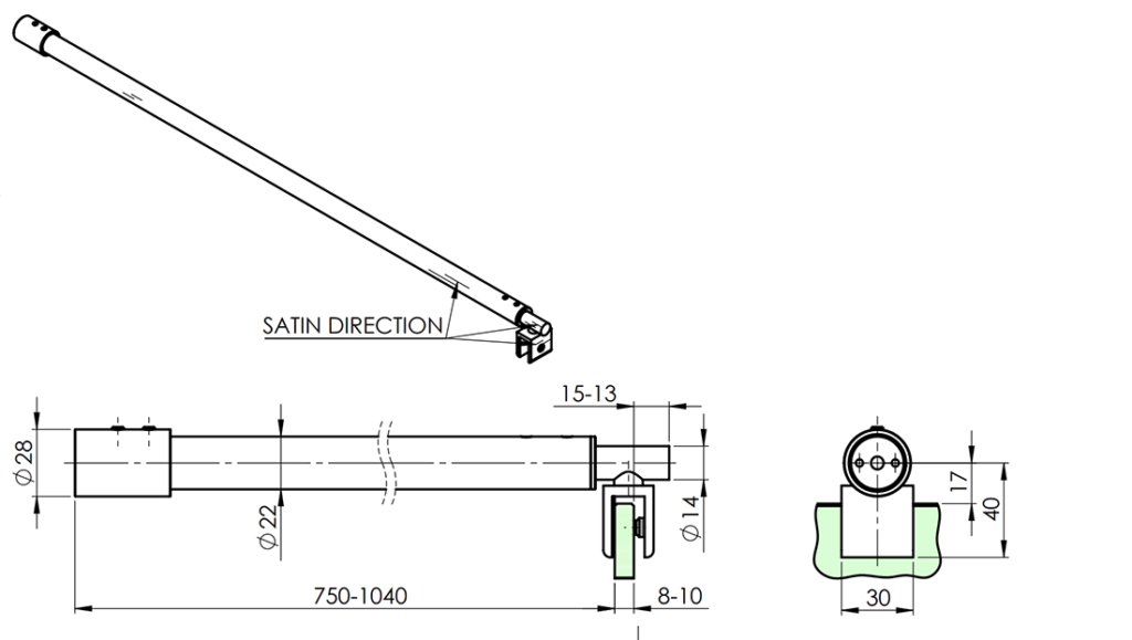 Telescopic stabilizing bar - PG